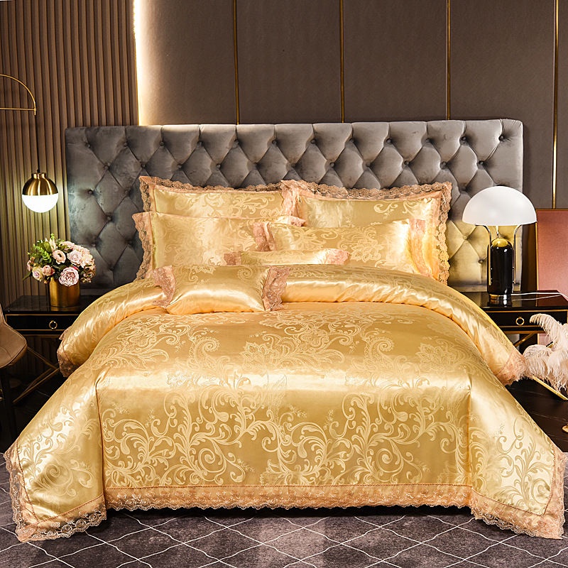 European Style Luxury Satin Jacquard 3/4IN1 Bedding Set Bedsheet Duvet ...