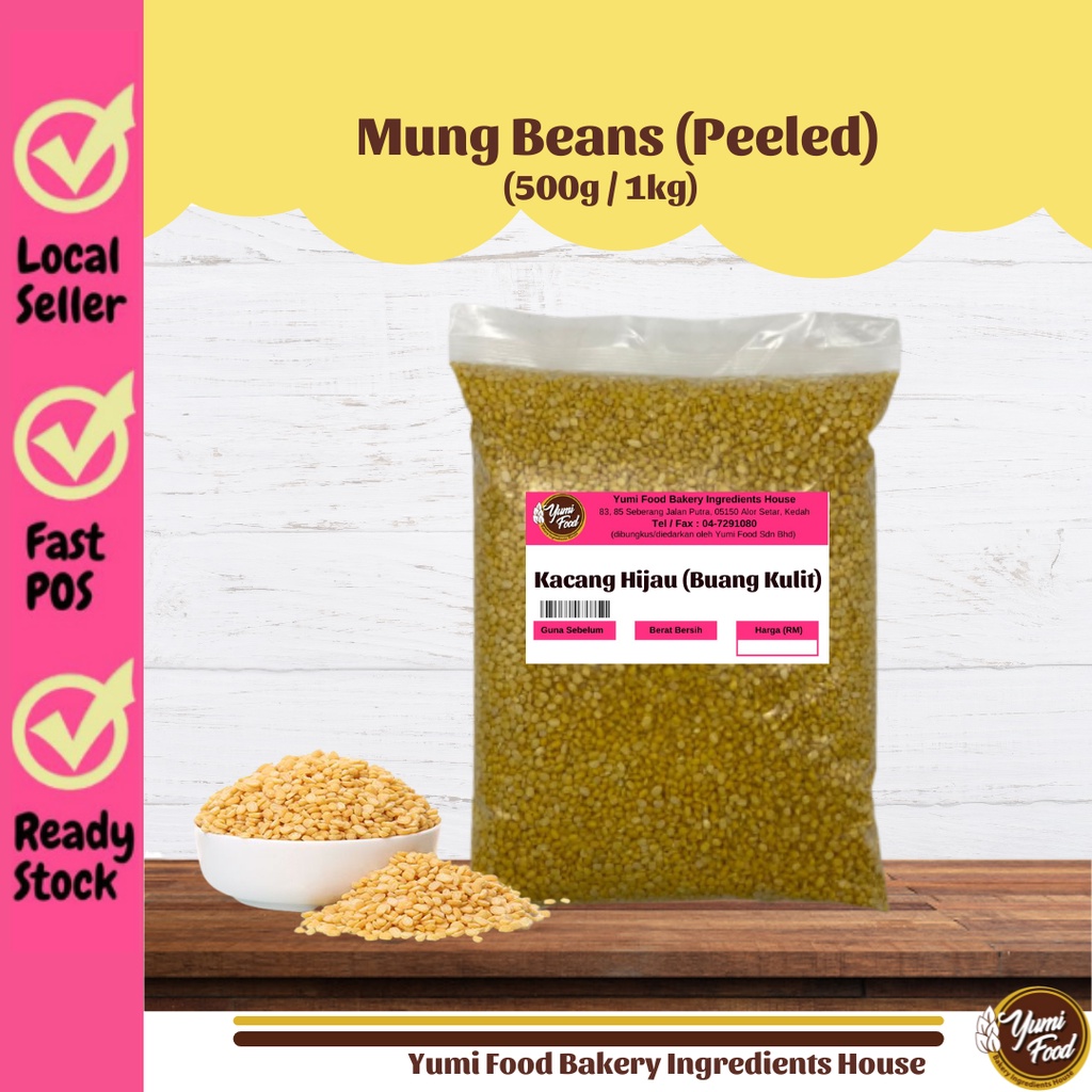 HIJAU Mung Beans (Peeled)/Skinless Split Mung Bean/Green Beans Dispose ...