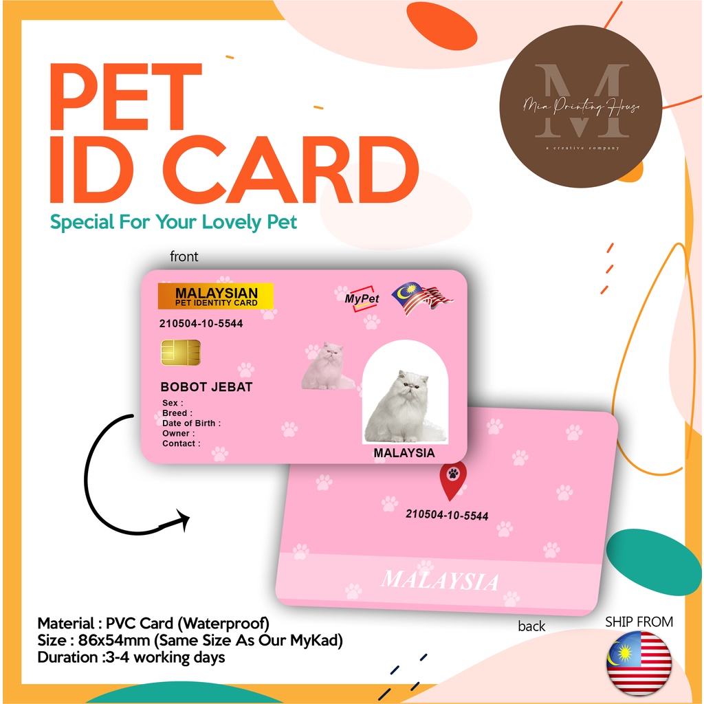 Pet ID CARD/ID CARD For PET Animals | Shopee Singapore