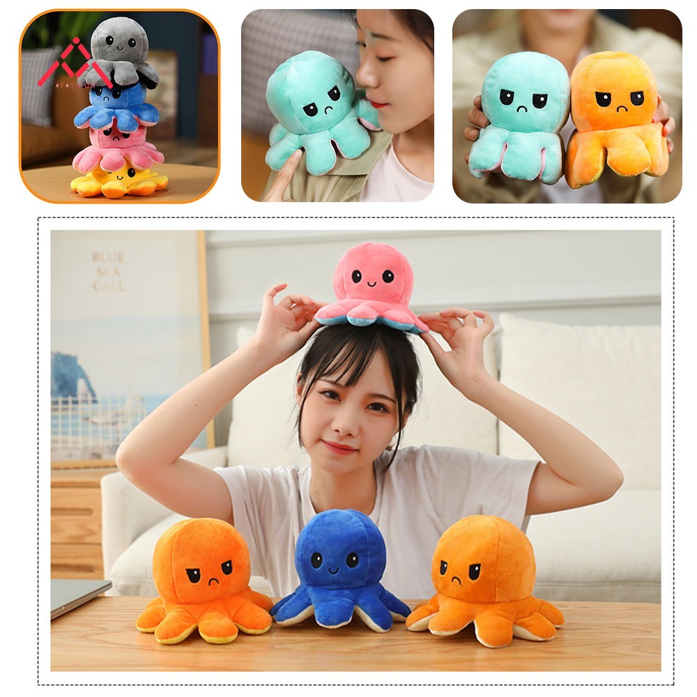 20cm Tiktok Reversible Flip Stuffed Octopus Plush Doll Soft Simulation ...