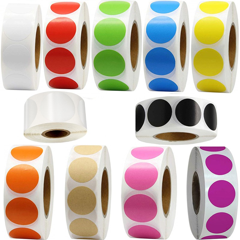 500Pcs/Roll Chroma Label Color Code Dot Labels Stickers 1 Inch Red ...
