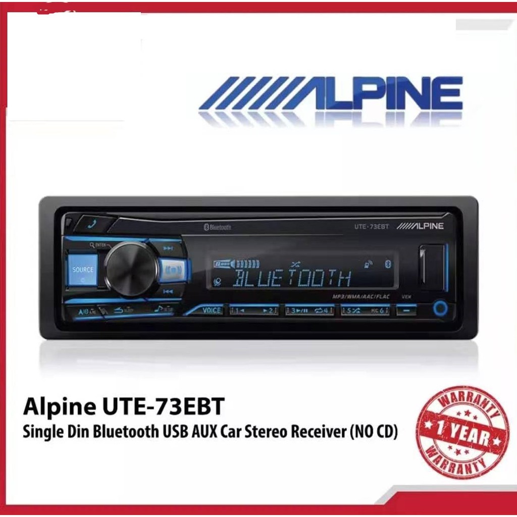 Alpine UTE-73EBT Single Din Bluetooth USB AUX Car Stereo Receiver (NO ...
