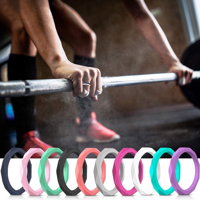 Womens Hypoallergenic Crossfit Flexible Silicone Rings Wedding Finger Ring