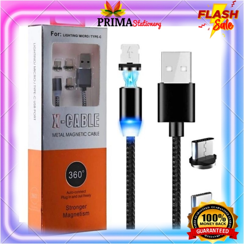 X CABLE / METAL MAGNETIC CABLE / 3 in 1 MAGNETIC Cable (with 3 types of ...