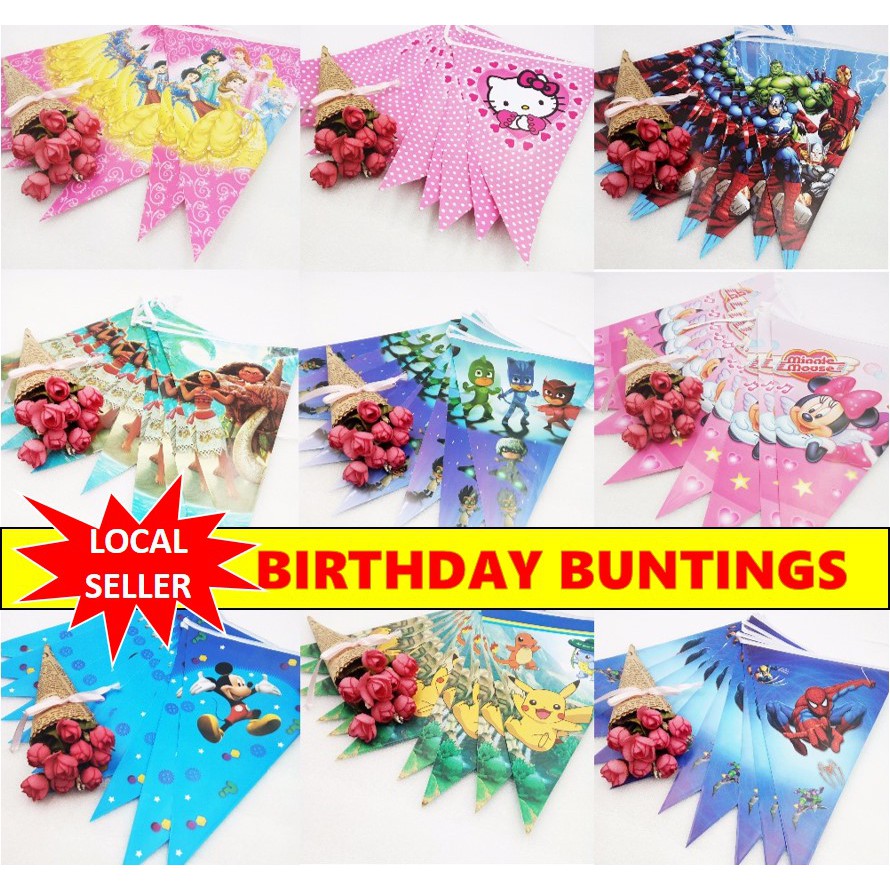[SG READY STOCK] Birthday Buntings Banners Pennants Kids Party Supplies ...