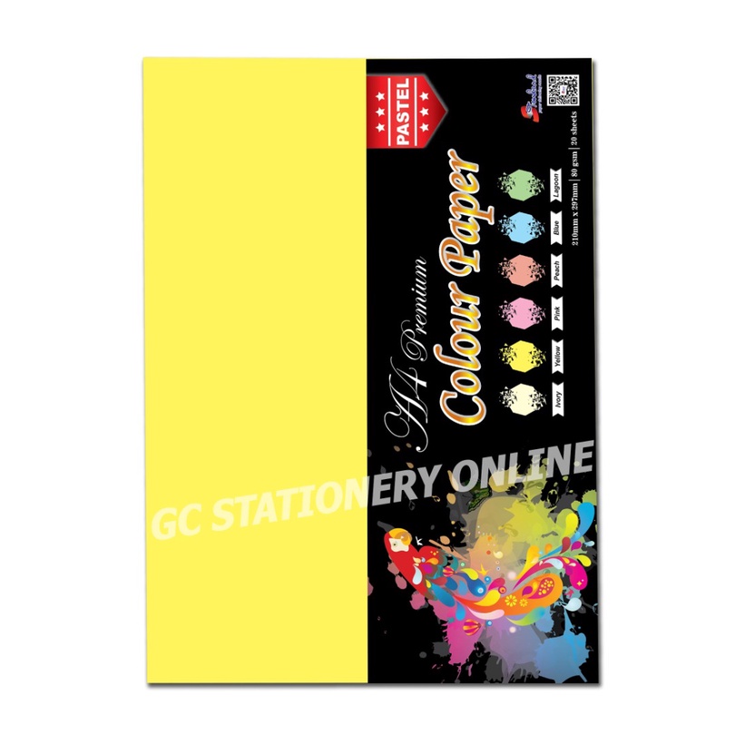 A4 PREMIUM QUALITY SINGLE COLOUR PAPER - PASTEL COLOURS 80GSM 20SHEETS ...