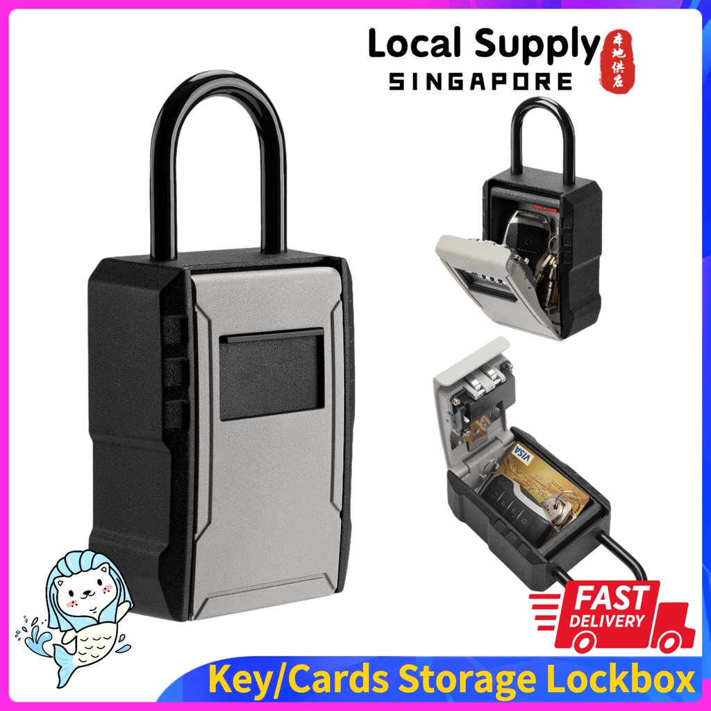 Key Storage Box with Key Hook/Wall Mounted 4 Digit Combination Padlock ...