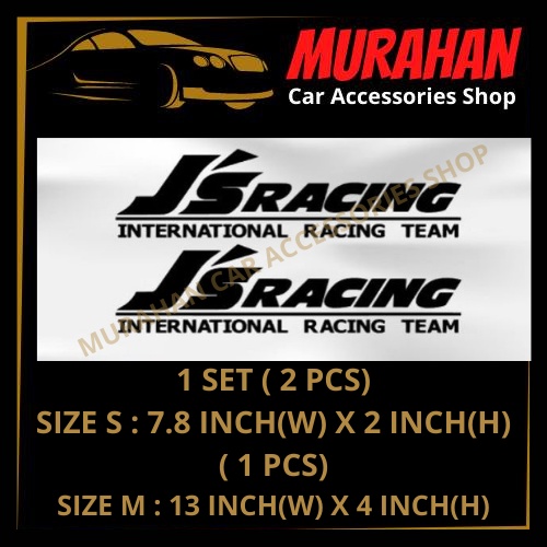 HIGH GRADE QUALITY 2PCS JS RACING INTERNATIONAL RACING TEAM CAR STICKER ...