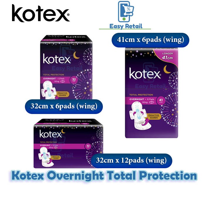 Kotex Total Protection Overnight Heavy Flow Wing (32cm/41cm) | Shopee ...