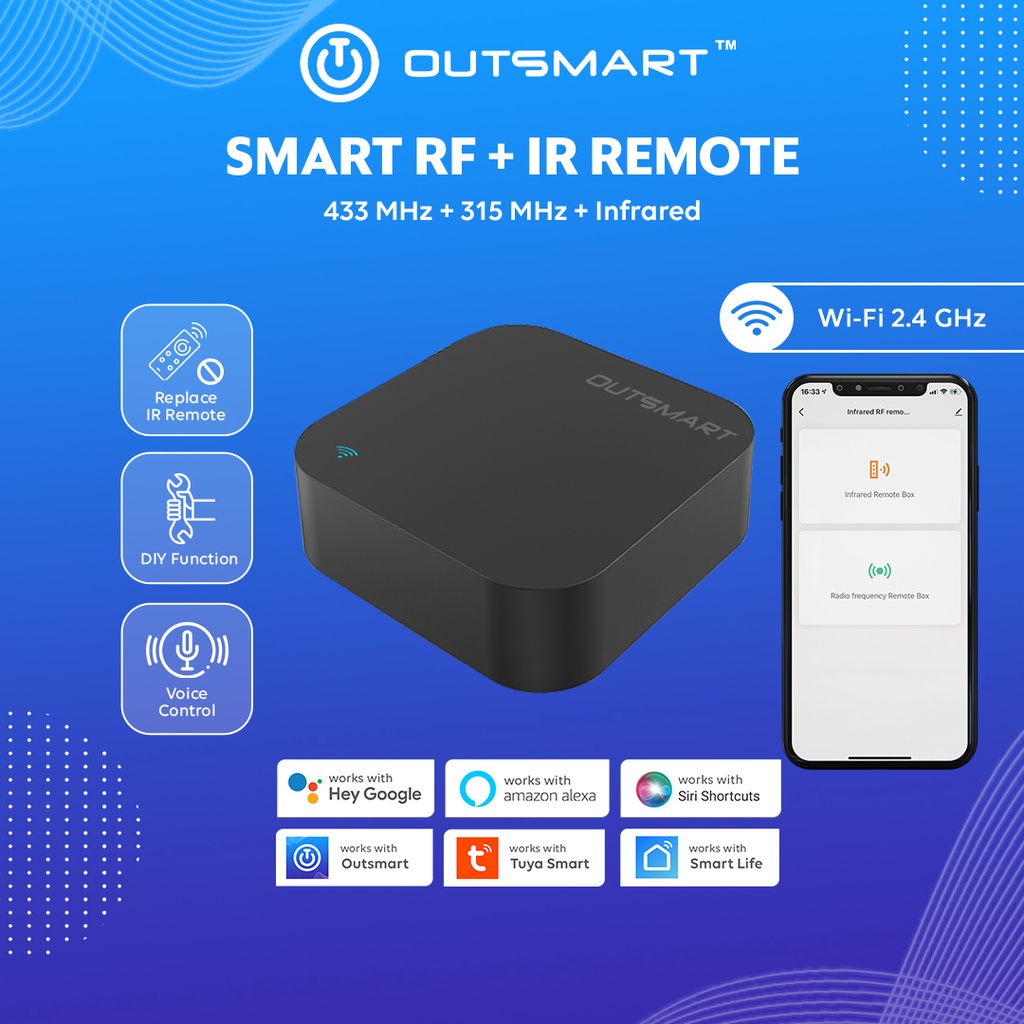 OUTSMART WIFI Smart IR+RF Universal Remote Infrared Radio Frequency ...