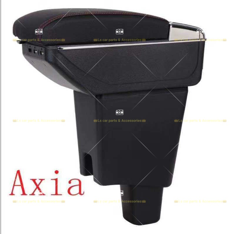 Perodua Axia Adjustable Armrest Box central Arm Rest Red Stitch 7USB ...