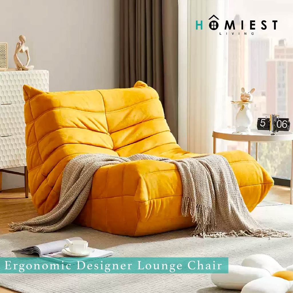 Homiest Modern Caterpillar Full Foam Lounge Chair/Sofa in Velvet Fabric ...