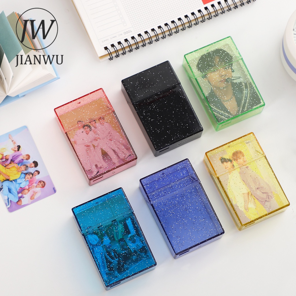 JIANWU Creative Multicolored Silver Powder Card Note Storage Box ...