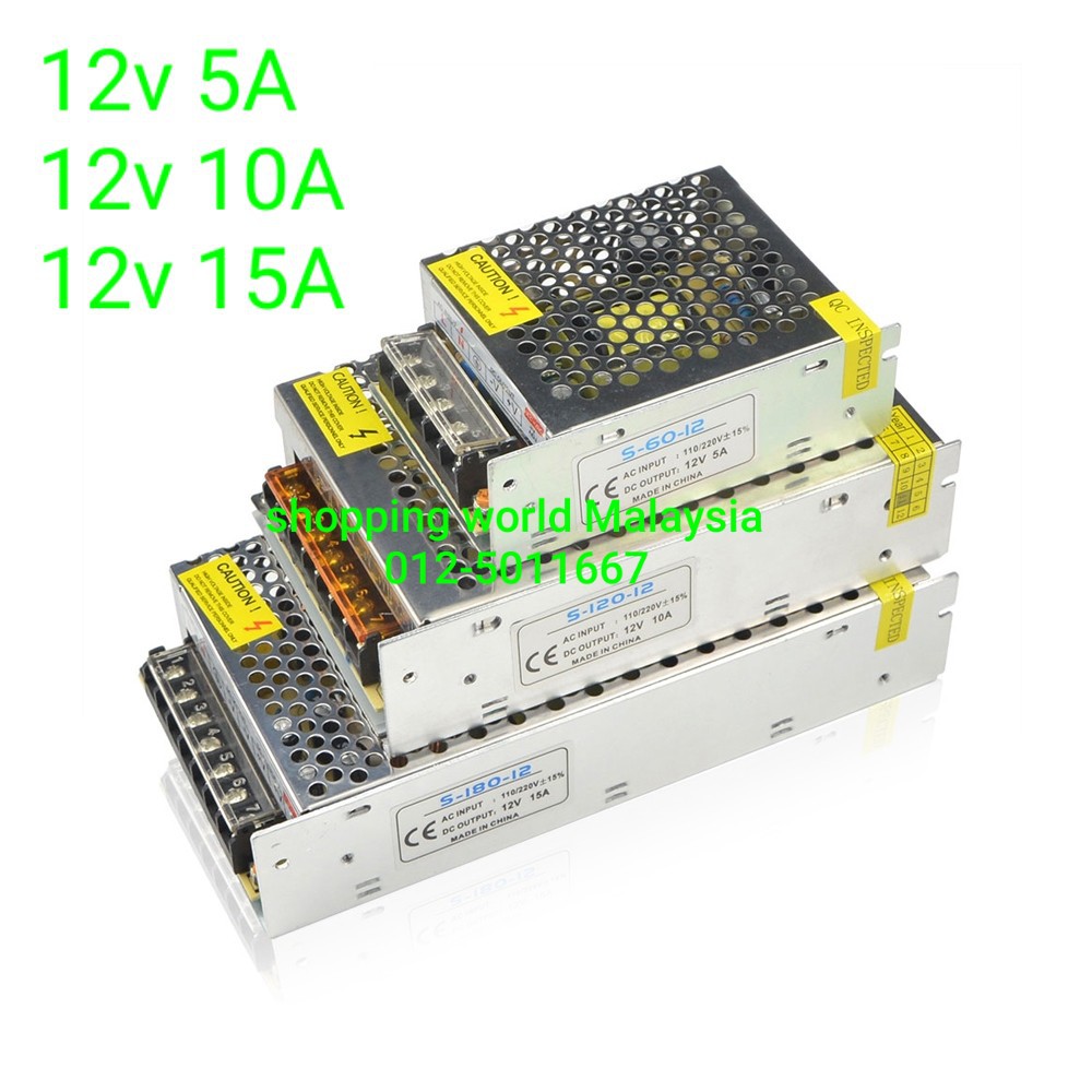 AC to DC 12V 5A 10A 15A CCTV LED Switching Power Supply Adapter | Shopee Singapore