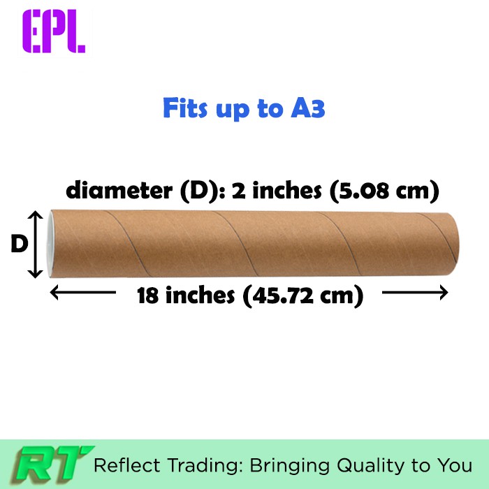 Cardboard Postal Tube with Plastic Caps for Art, Posters, Sketches ...