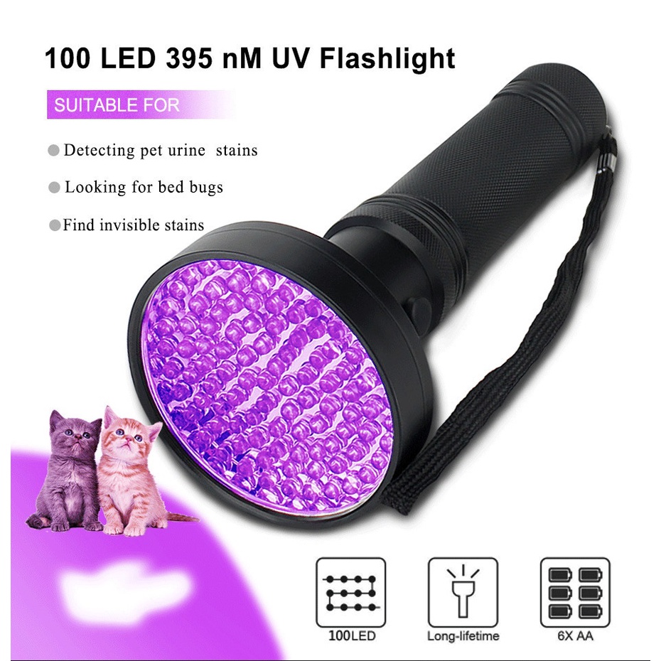High Quality LED UV Flashlight 21LED 51LED 100led UV Light 395-400nm Torch Light Lamp Black ...