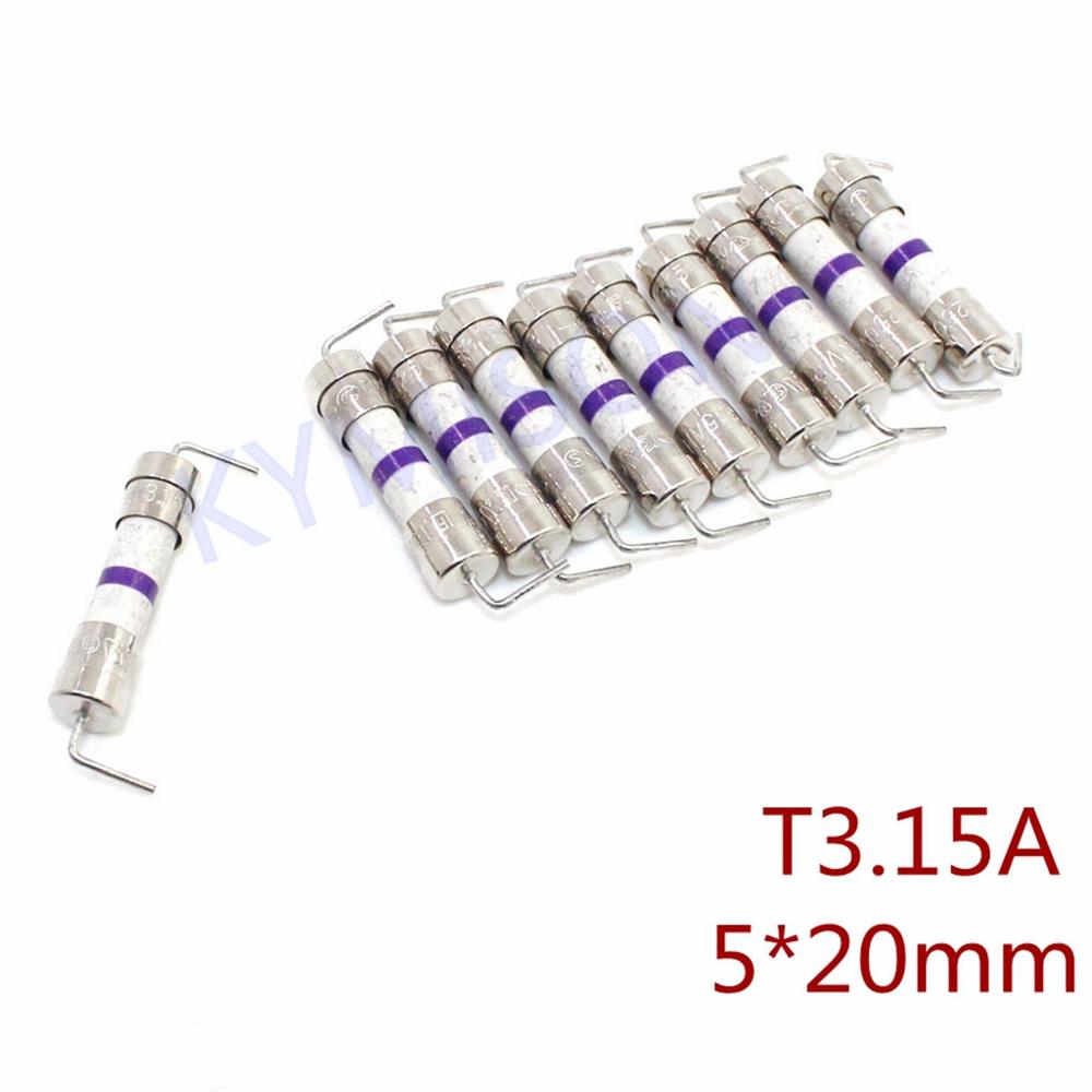 10PCS High Quality 5*20mm T3.15A Ceramic fuse Slow Blow tube fuse With ...