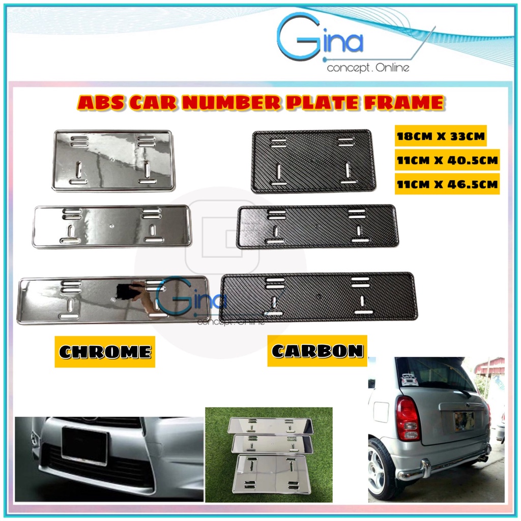 Universal PLASTIC ABS SILVER CHROME & CARBON Car NUMBER PLATE HOLDER ...