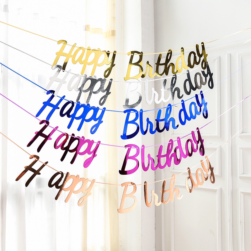 Happy Birthday Banner Flags for Birthday Party Decorations Blue Gold ...