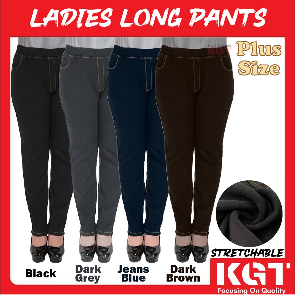 KGT BAMBOO SLACK LADIES PLUS SIZE L hingga 8XL LONG PANTS JEANS GETAH ...