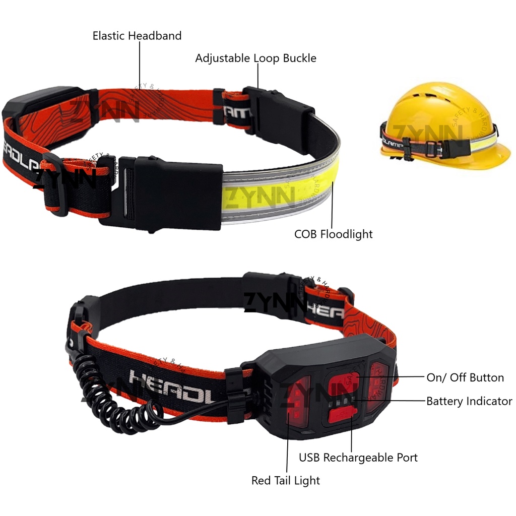 [SG STOCK] HEADLAMP LED FOR HELMET RECHARGEABLE USB COB Soft Light ...