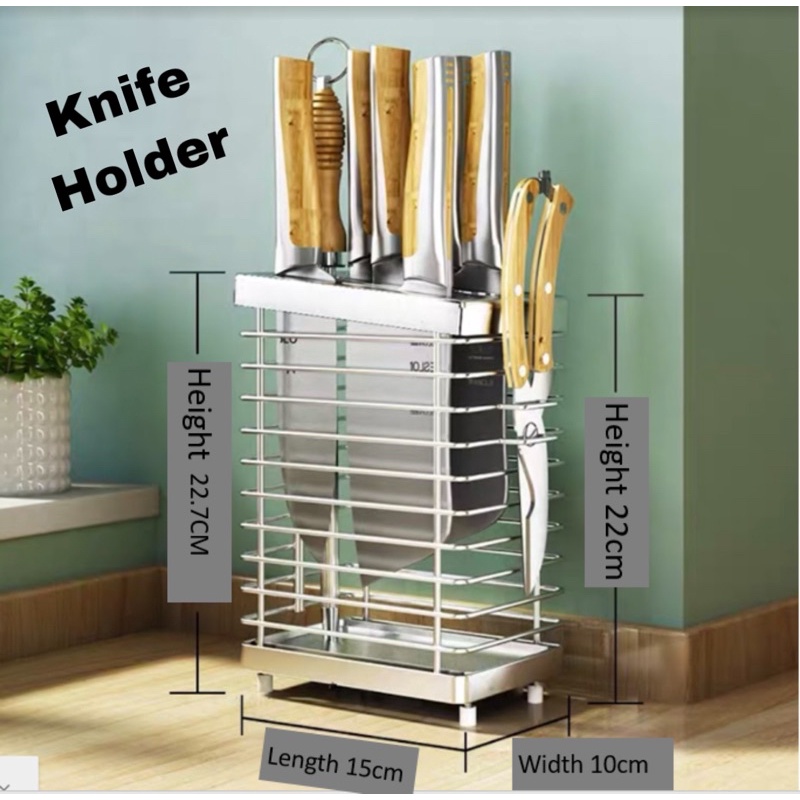 NEW! Stainless Steel 304 Knife Scissors Holder Kitchenware | Shopee ...