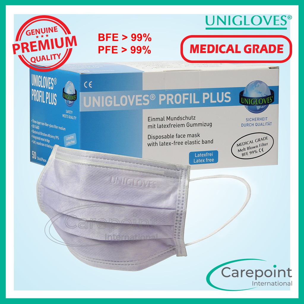 Unigloves 3ply Surgical Face Mask, Earloop - Light Purple [Premium ...