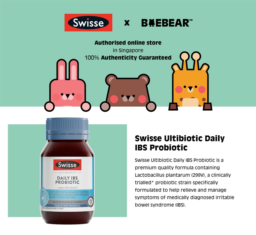 (Brand Authorised) Swisse Ultibiotic Daily IBS Probiotic 30 Capsules ...