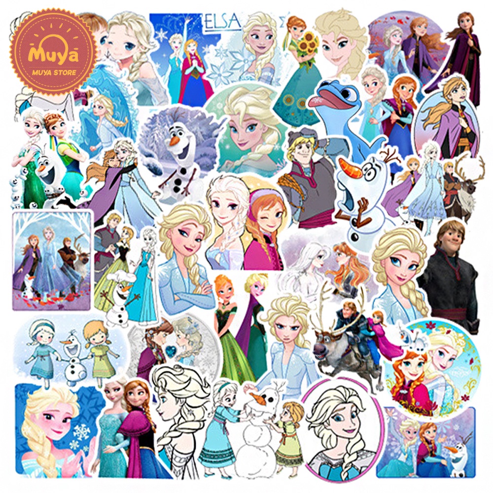 MUYA 50pcs Disney Frozen ELSA Anna Princess Stickers Waterproof Cartoon ...