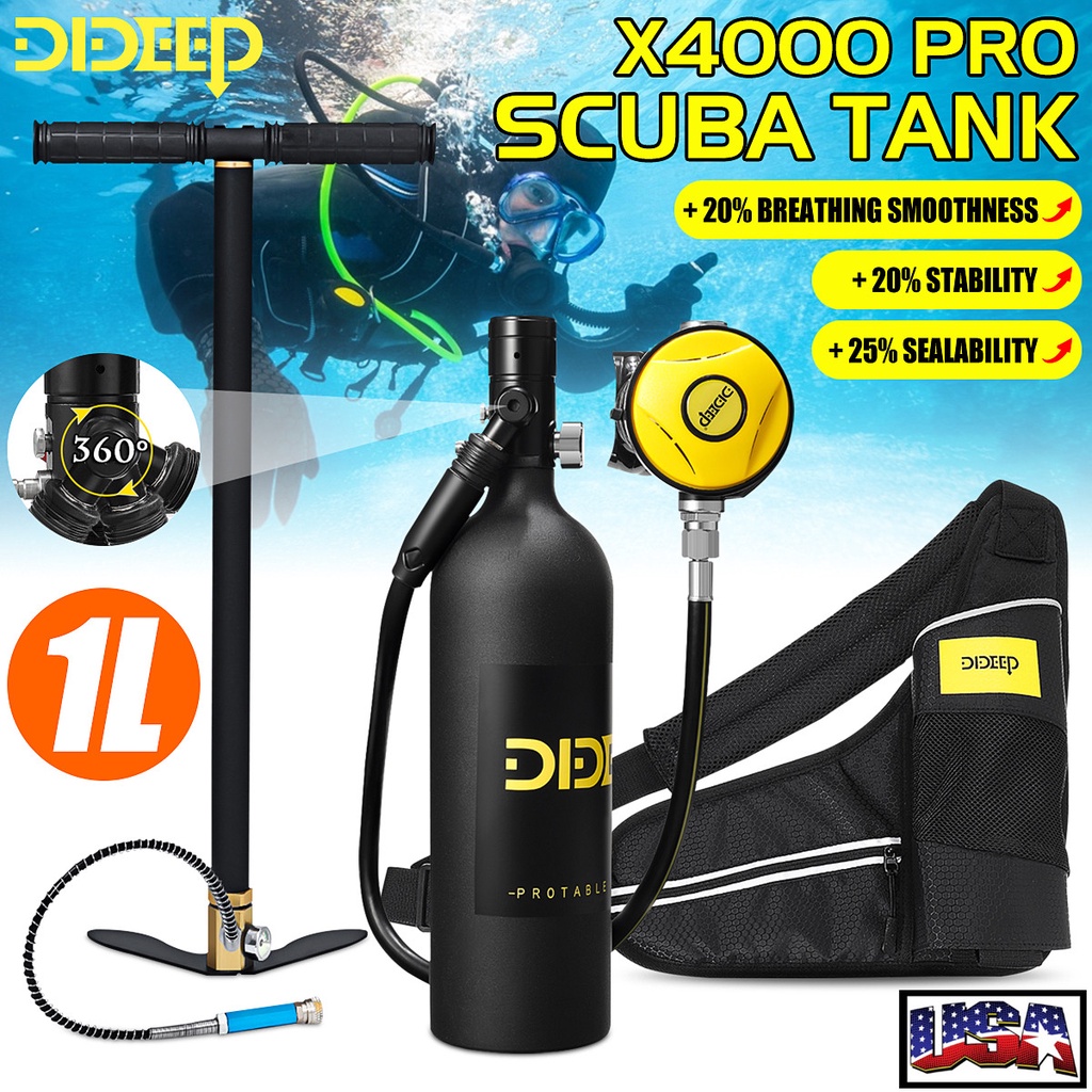 1L Mini Respirator Air Tank Hand Pump DIDEEP Scuba Diving Cylinder ...