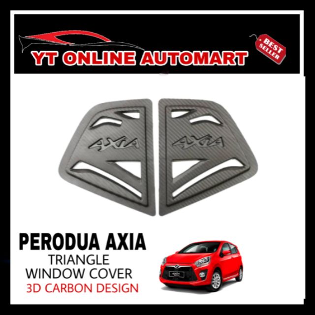 PERODUA AXIA REAR SIDE 3D CARBON WINDOW TRIANGLE MIRROR COVER | Shopee ...