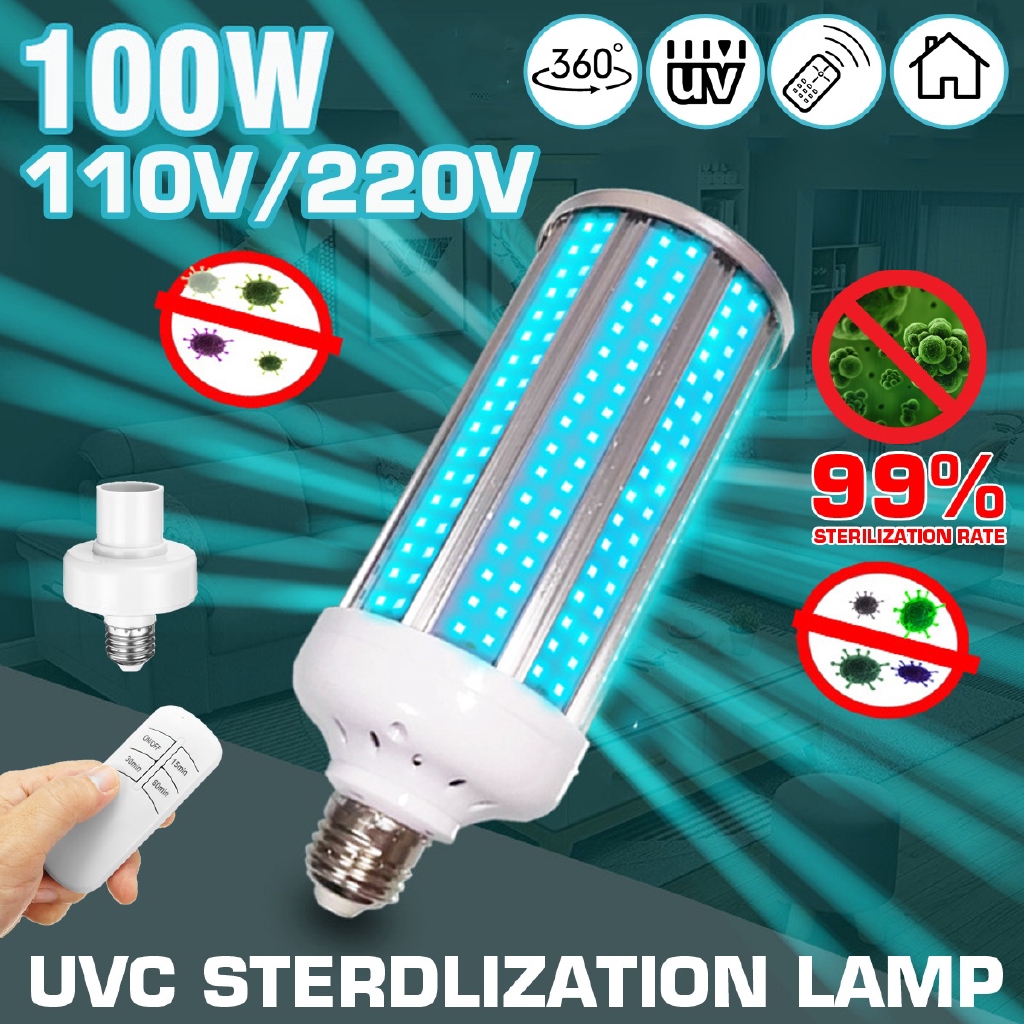 100W E27 UV Germicidal Lamp UVC LED Bulb Ddisinfection Light with ...