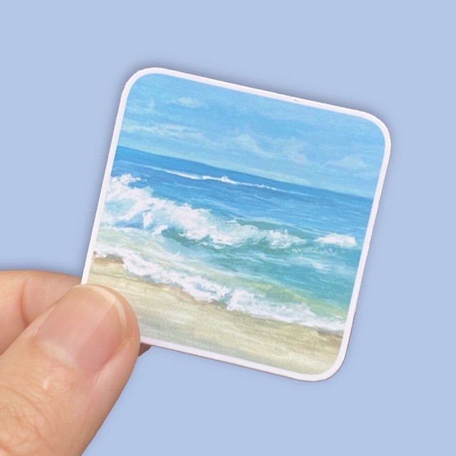 Beach Waterproof Sticker, Seascape Scenery Aesthetic Sticker, Calm ...