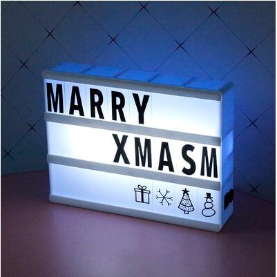 LED Lightbox Combination Night Light Box Lamp DIY Black Letters Cards ...