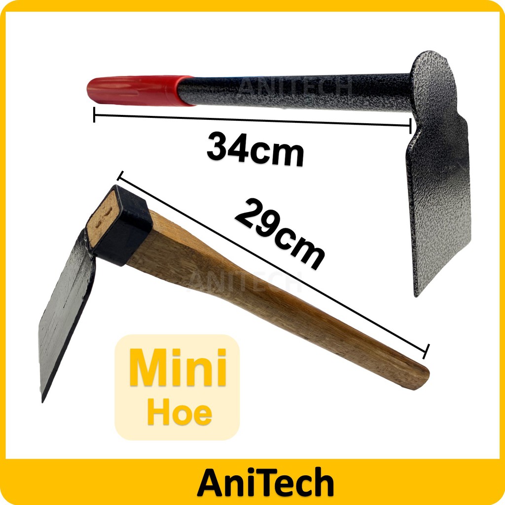 Wooden Hoe / Small Blue Iron Mini Metal Hoe WITH WOOD/ STEEL Black ...