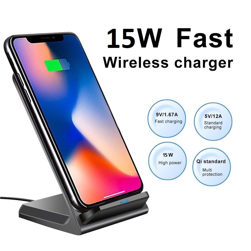 Universal 15W Qi Fast Charging Wireless Charger Cell Phone Holder Dock ...