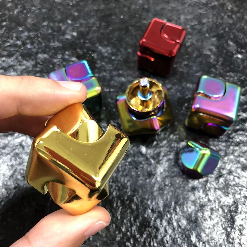 Square Magic Dice Metal Rotate Cube Fidget Spinner Antistress Fingertip ...