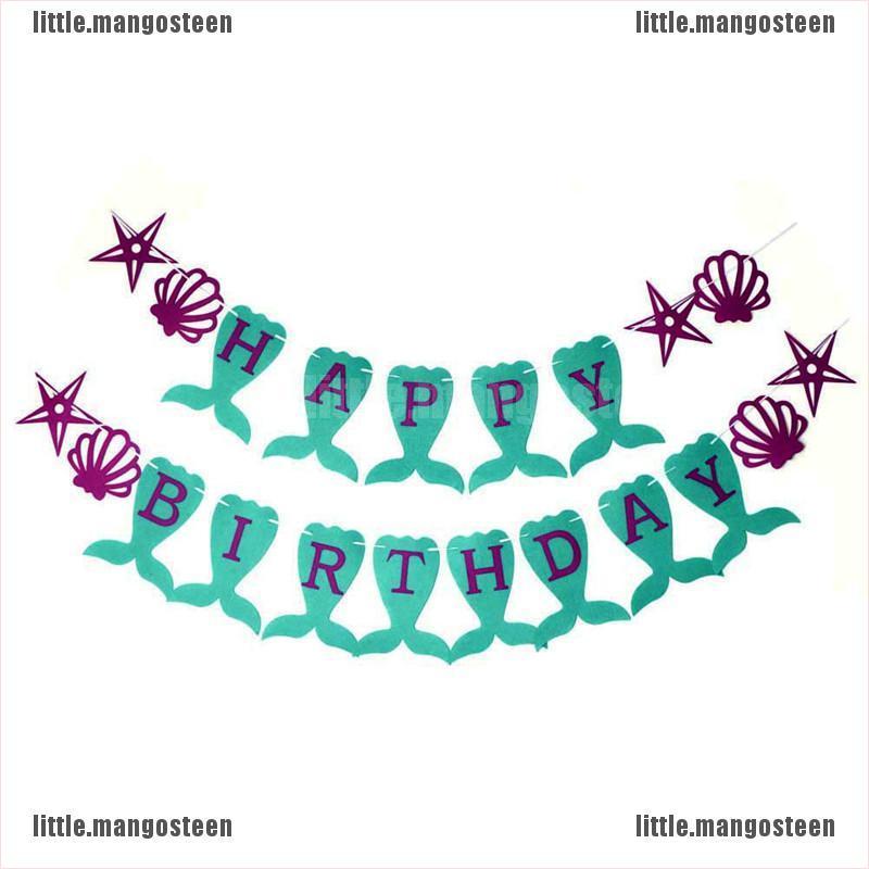 [Mango] Mermaid Themed Happy Birthday Banner For Girl's Summer Birthday ...