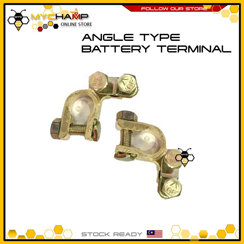 [MYC] Angle Type Brass Battery Terminal for Automobile - Golden ...