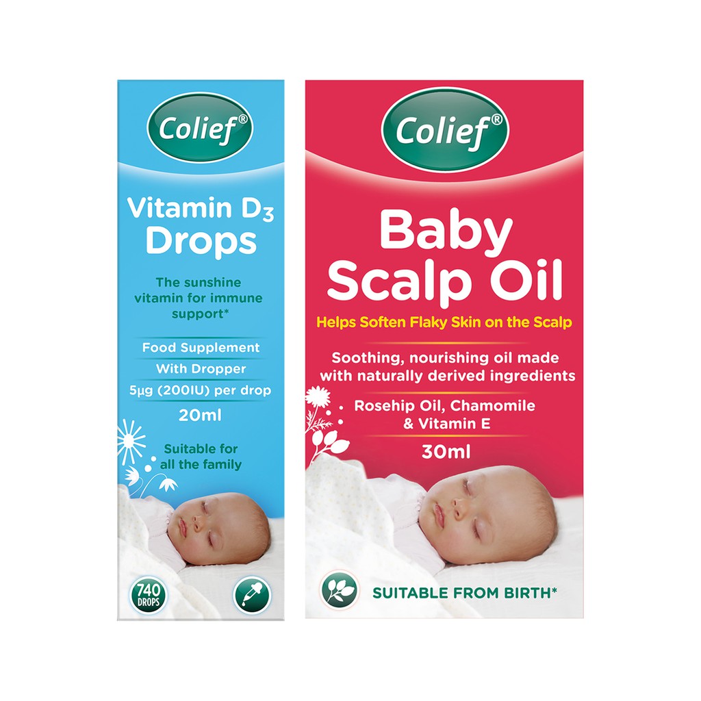 [Bundle of 2] Colief Vitamin D3 Drops 200IU 20ml + Colief Baby Scalp ...