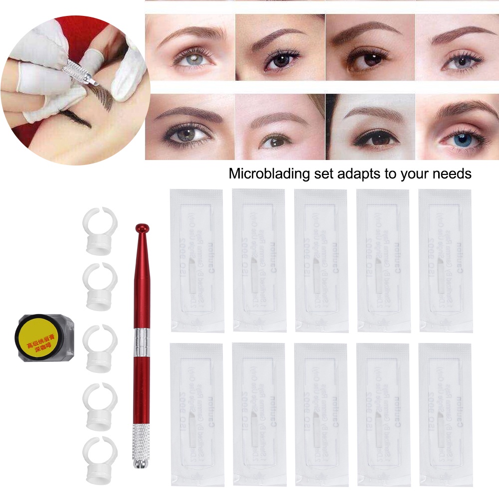 Permanent Makeup Kit Microblading Eyebrow Tattoo Practice Pen Needle ...