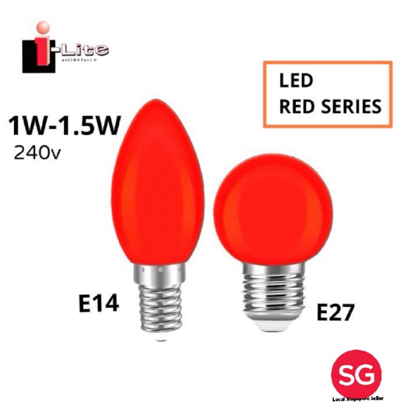 RED COLOUR LED BULB PING-PONG /CANDLE SHAPE [ 1W-1.5W] | Shopee Singapore