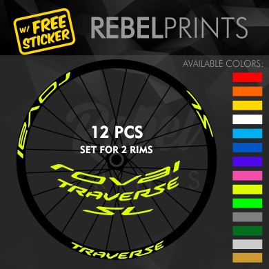 ROVAL TRAVERSE SL Wheel Rim Stickers (12 pcs) for Mountain Bikes and ...