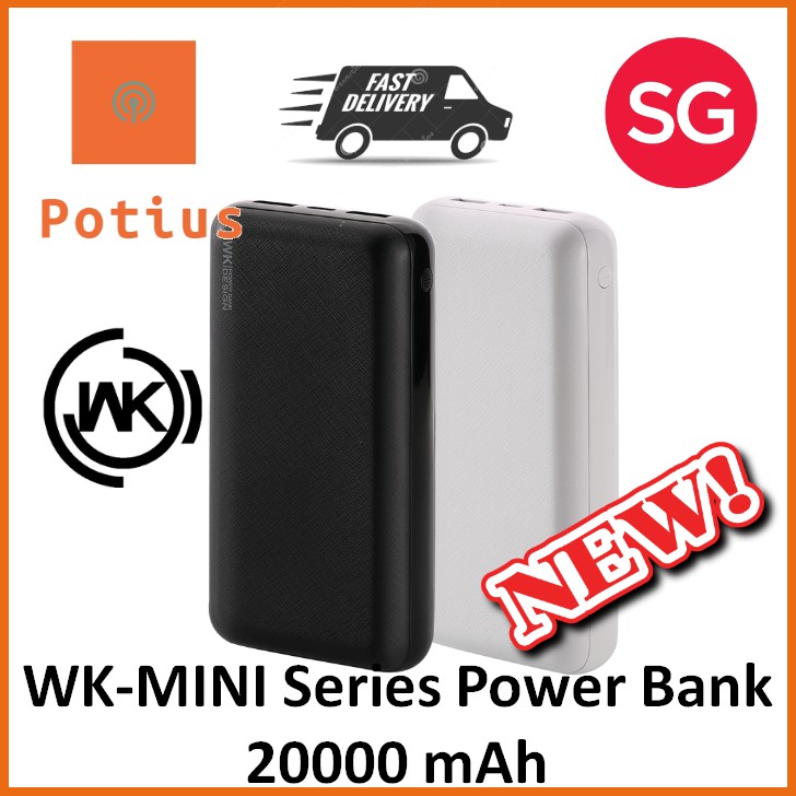 WK DESIGN WK-MINI Series Power Bank 20000 mAh. (Black/White) | Shopee ...