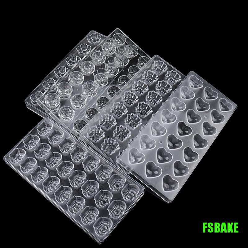 [FSBAKE] 3D Chocolate Candy Bars Molds Tray Plastic Form Flowers Baking ...