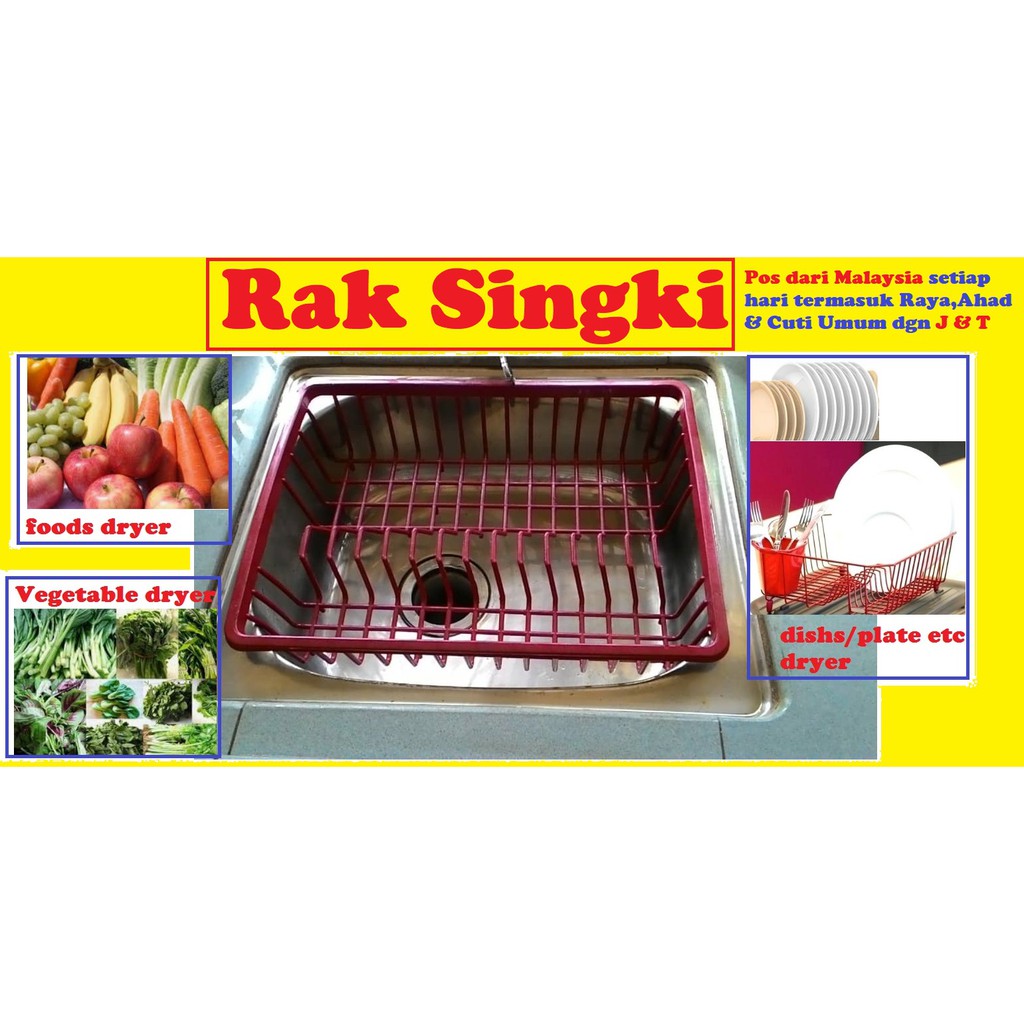Dulang Kitchen Rack Washing Sink Dish Plate Drying Draining Dryer Rak ...