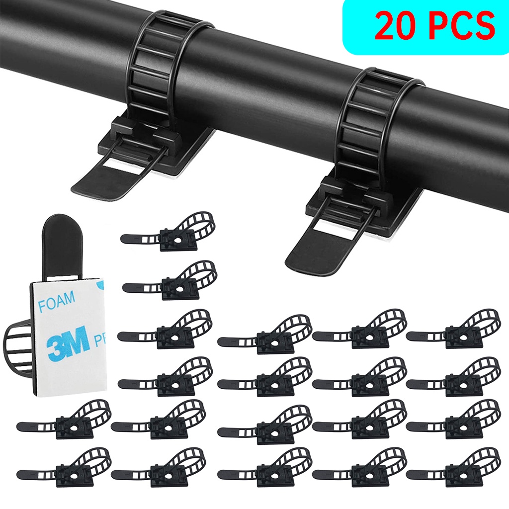 100Pcs Adhesive Cable Management Clips, Adjustable Nylon Cable Strap ...