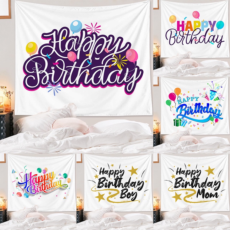 Birthday Background Backdrop Fabric Tapestry Outdoor Decorative Hanging ...