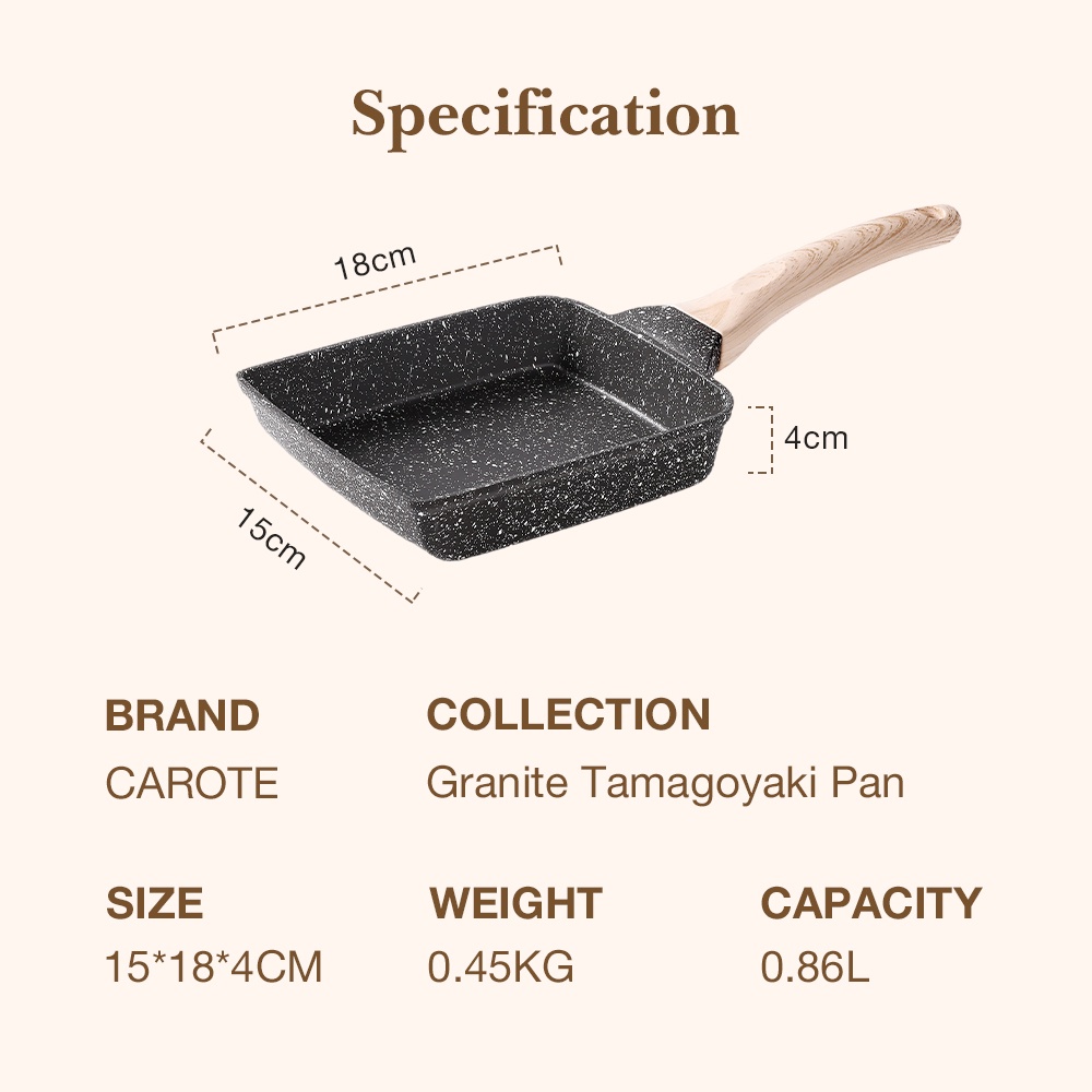 Carote Cosy Granite Non Stick Tamagoyaki Pan Japanese Style Omelet Pan ...