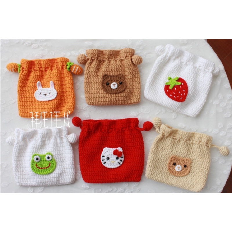 (SG stock)Crochet Cartoon Design Pouch Cute DIY Kit Pack Rabbit Pouch ...